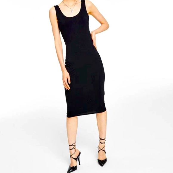 Bar III | Dresses | Bar Iii Black Scoop Neck Sleeveless Midi Bodycon ...